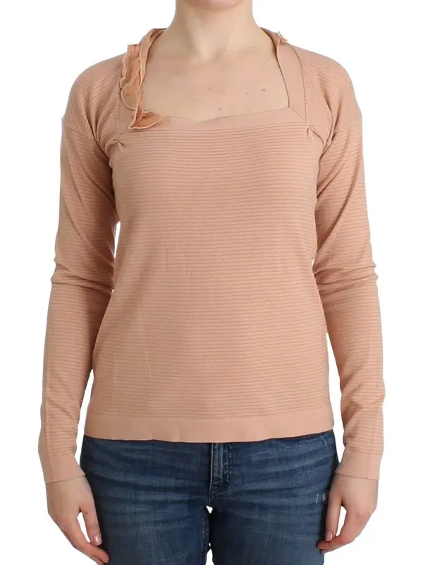 Ermanno Scervino Wool Blend Striped Long Sleeve Top - Orange