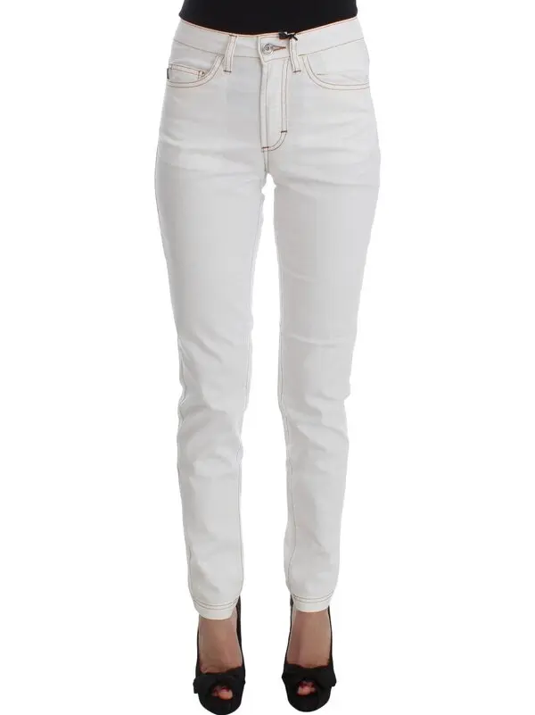 Roberto Cavalli Cotton Blend Slim Fit Jeans - White