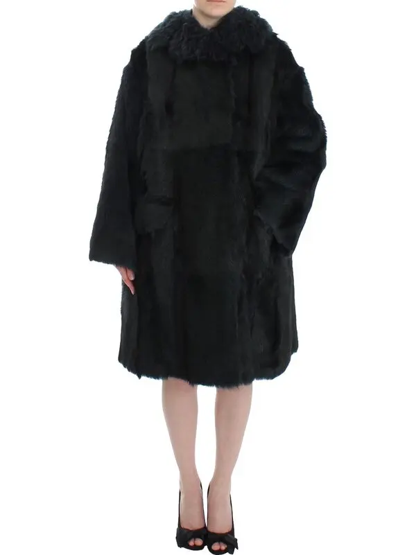 Dolce & Gabbana Goatskin Fur Shearling Long Jacket - Black