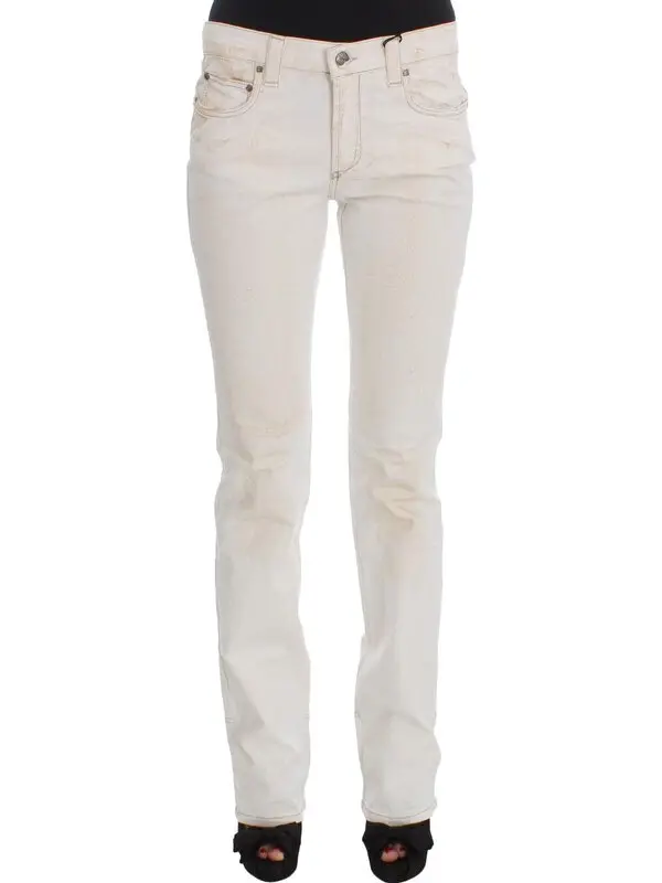 Costume National Slim Fit Bootcut Jeans - White