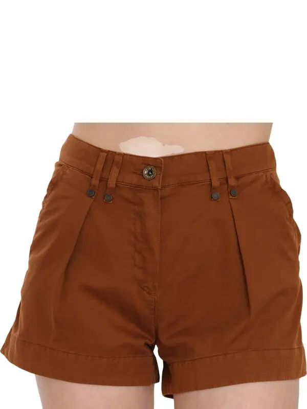 Plein Sud Mid-waist Denim Mini Shorts - Brown