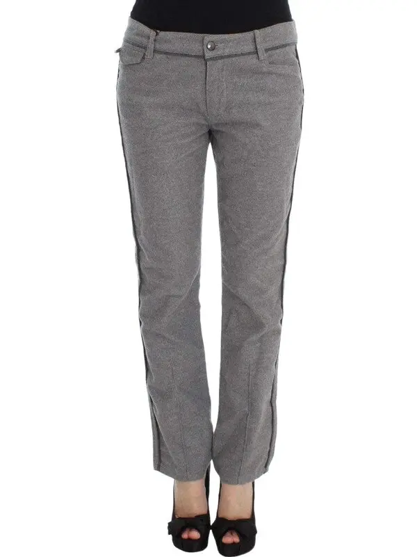 Ermanno Scervino Cotton Straight Fit Casual Trousers - Gray