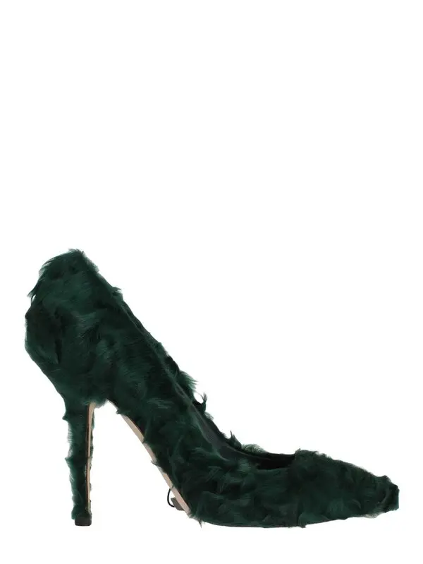 Dolce & Gabbana Xiangao Lamb Fur Leather Pumps - Green