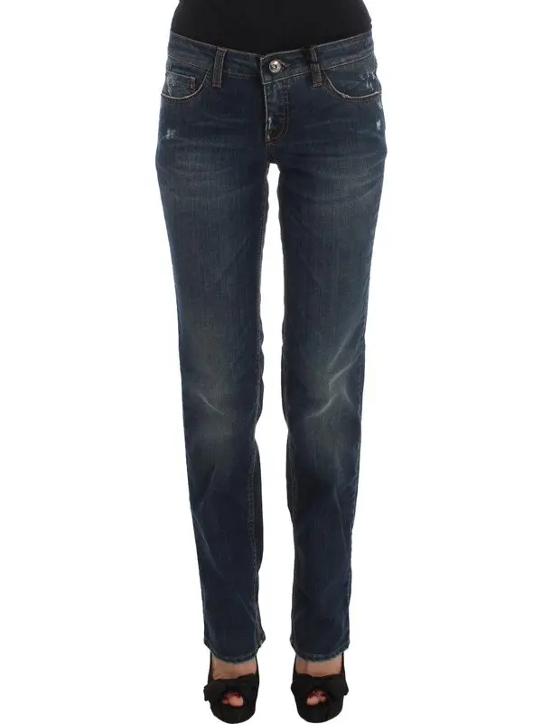 Costume National Cotton Blend Bootcut Jeans - Blue