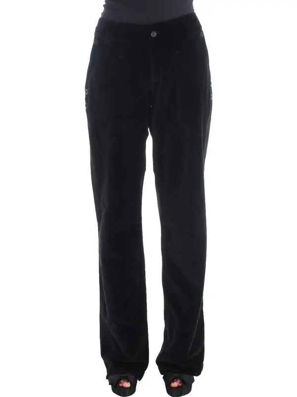 Ermanno Scervino Velvet Cotton Straight Leg Trousers - Black