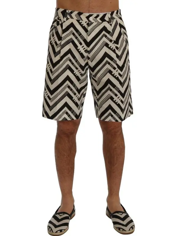 Dolce & Gabbana Striped Cotton Linen Shorts - White