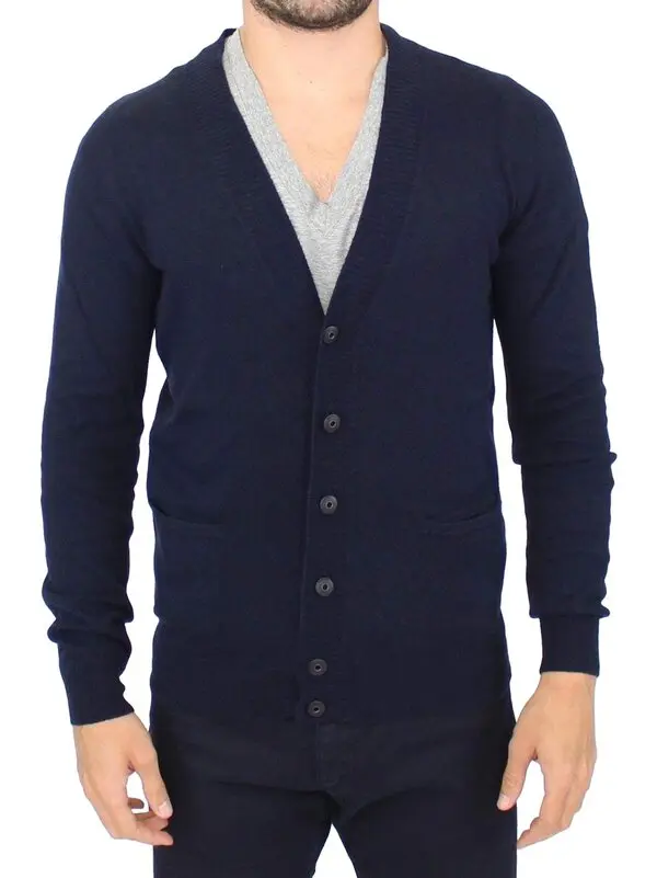 Ermanno Scervino Wool Cashmere Cardigan Sweater - Blue