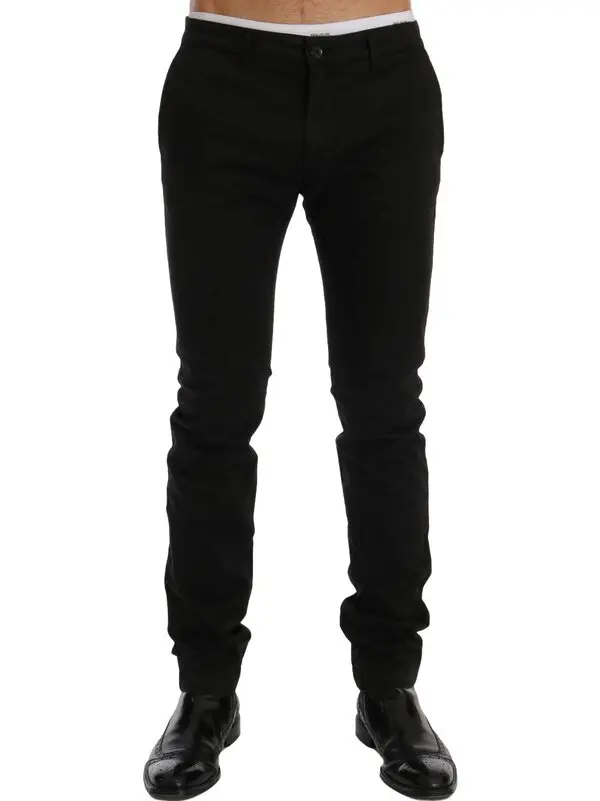 GF FERRE Cotton Stretch Chinos Pants - Black