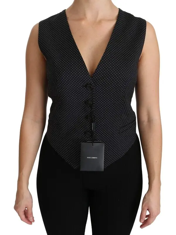 Dolce & Gabbana Dotted Sleeveless Vest Top - Black
