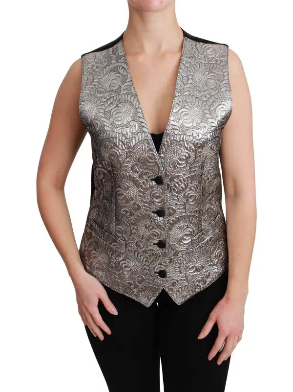 Dolce & Gabbana Brocade Sleeveless Top - Silver