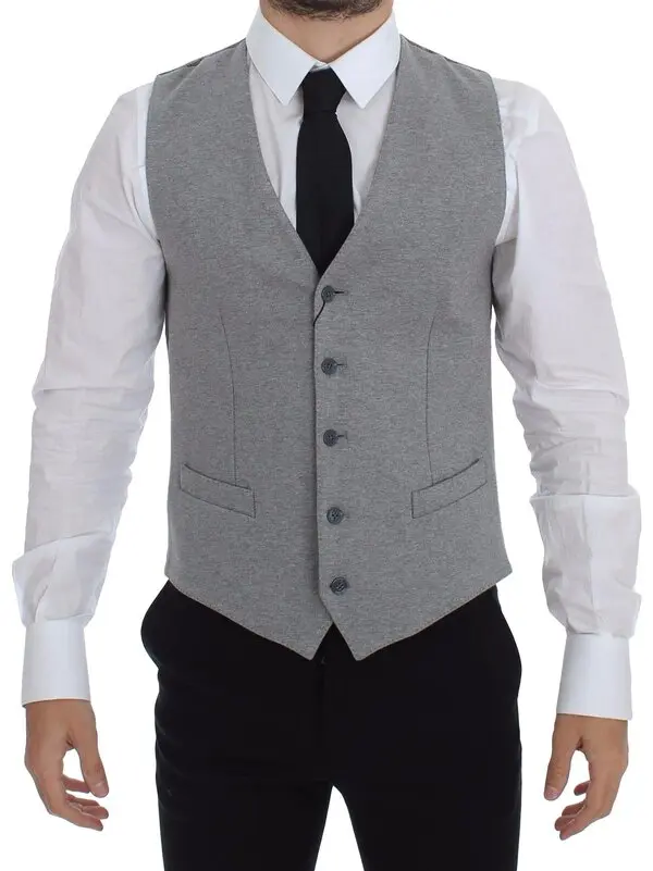 Dolce & Gabbana Cotton Stretch Dress Vest - Gray