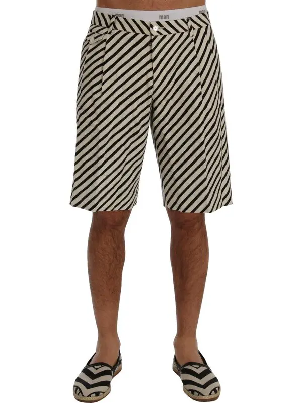 Dolce & Gabbana Hemp Striped Casual Shorts - White