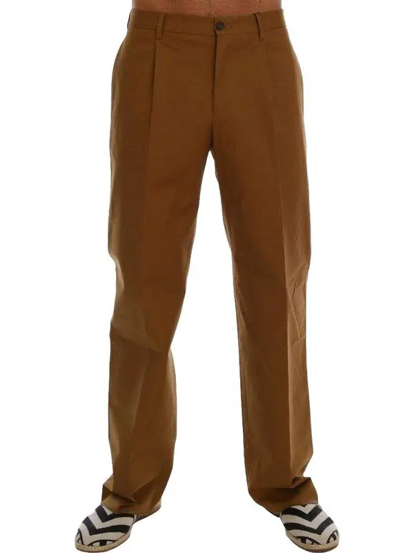 Dolce & Gabbana Stretch Cotton Formal Trousers - Brown