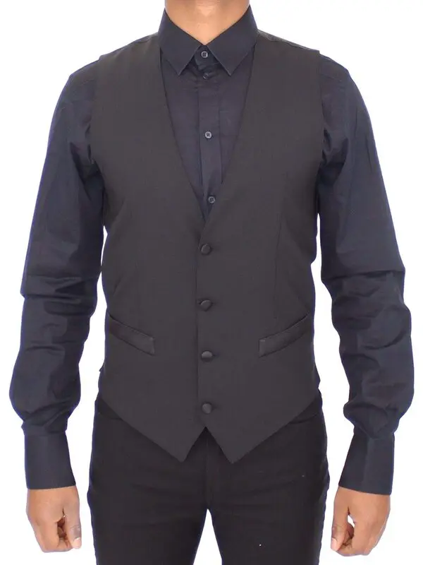 Dolce & Gabbana Wool And Silk-blend Single-breasted Vest - Black