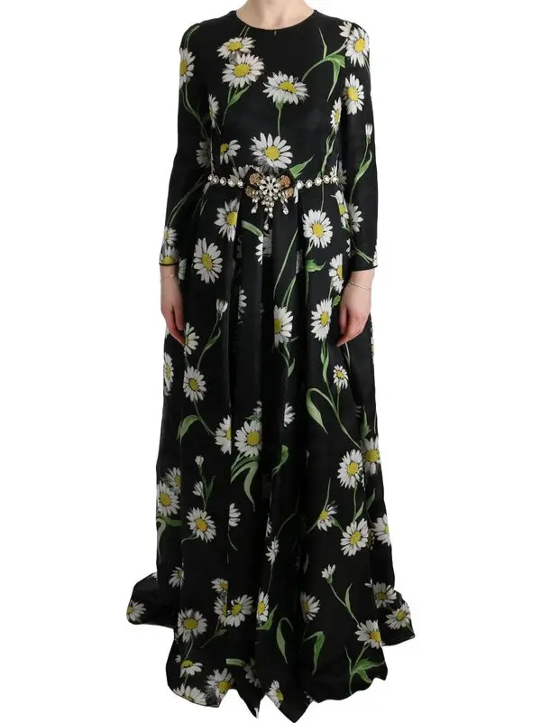 Dolce & Gabbana Silk Sunflower Print Maxi Dress - Multicolor