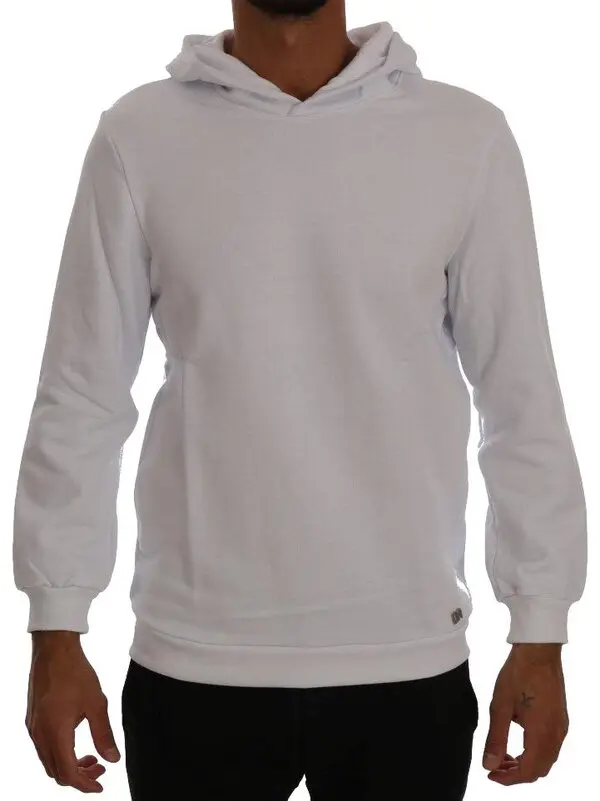 DANIELE ALESSANDRINI Cotton Pullover Hooded Sweater - White