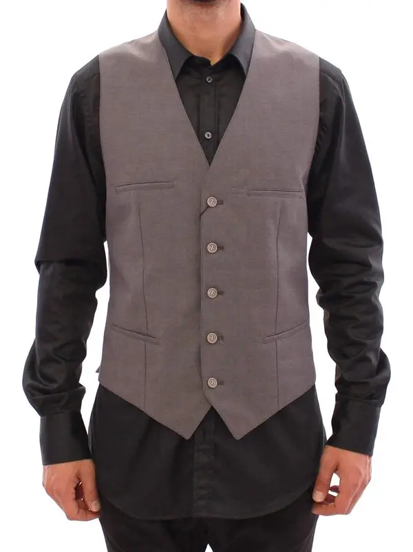 Dolce & Gabbana Cotton Slim-fit Dress Vest - Gray