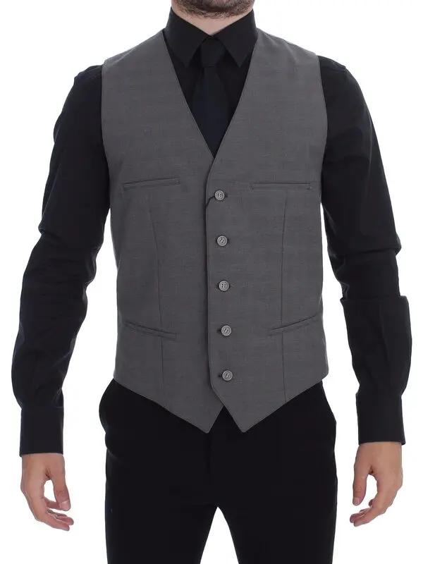 Dolce & Gabbana Cotton Slim-fit Dress Vest - Gray