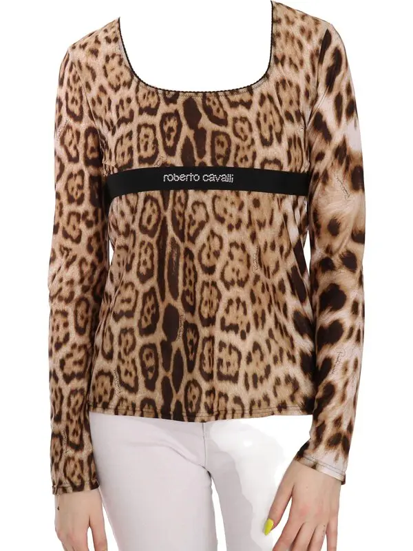 Roberto Cavalli Leopard Print Top - Brown