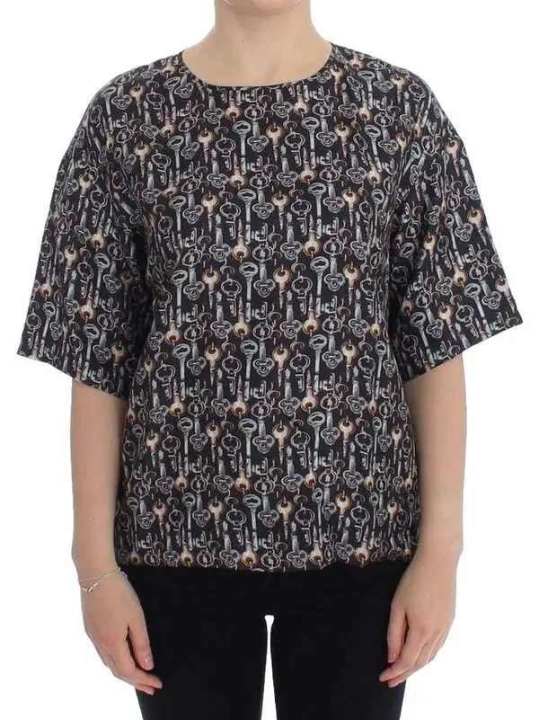 Dolce & Gabbana Printed Silk Blouse - Gray