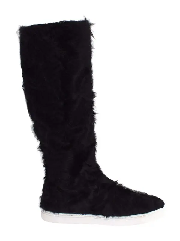 Dolce & Gabbana Xiangao Fur And Leather Flat Boots - Black