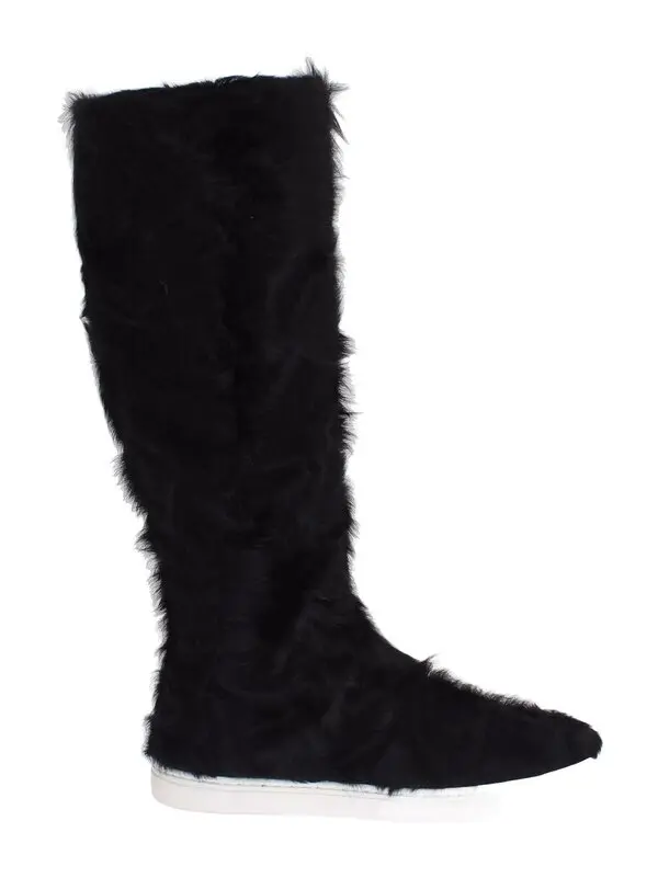 Dolce & Gabbana Xiangao Fur And Leather Flat Boots - Black