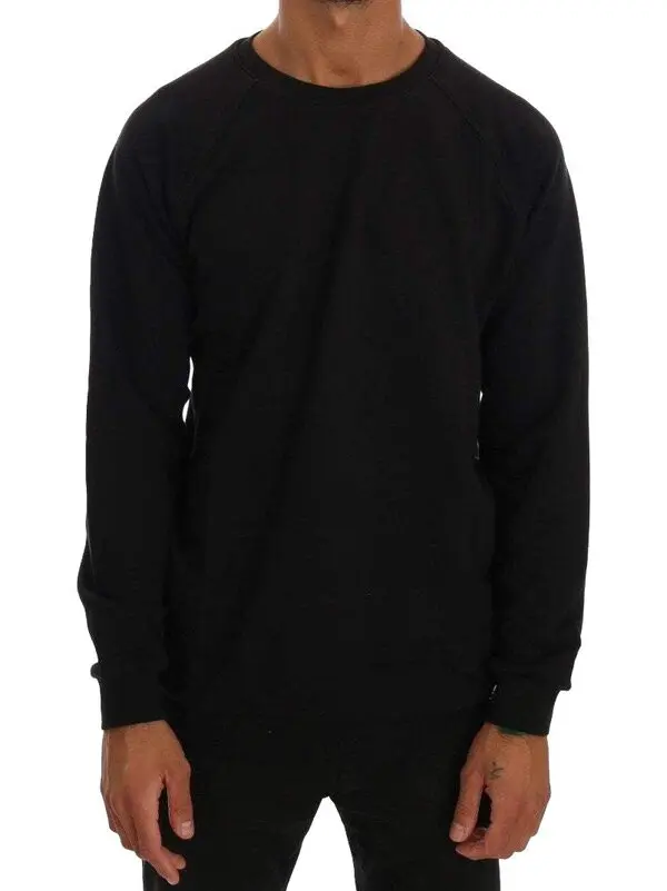 DANIELE ALESSANDRINI Crew Neck Cotton Pullover Sweater - Black