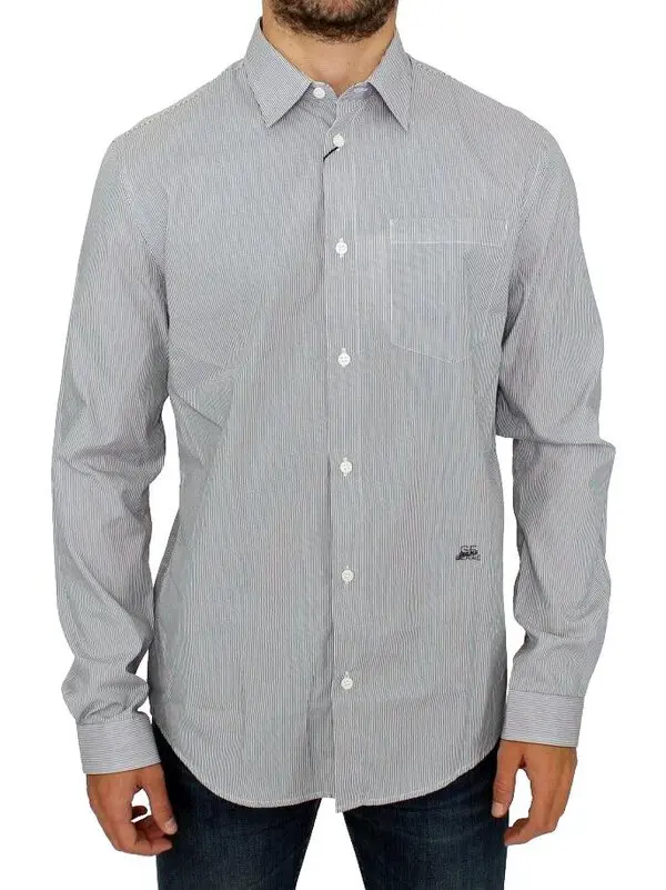 GF FERRE Striped Cotton Casual Shirt - Gray