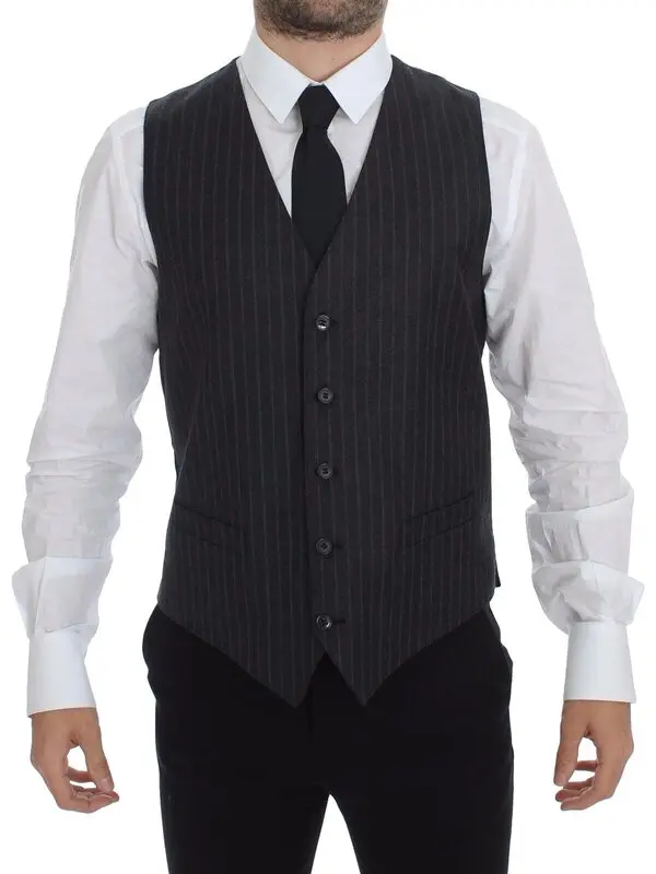 Dolce & Gabbana Striped Wool Vest - Gray