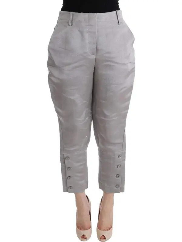 Ermanno Scervino Silk Cropped Trousers - Gray