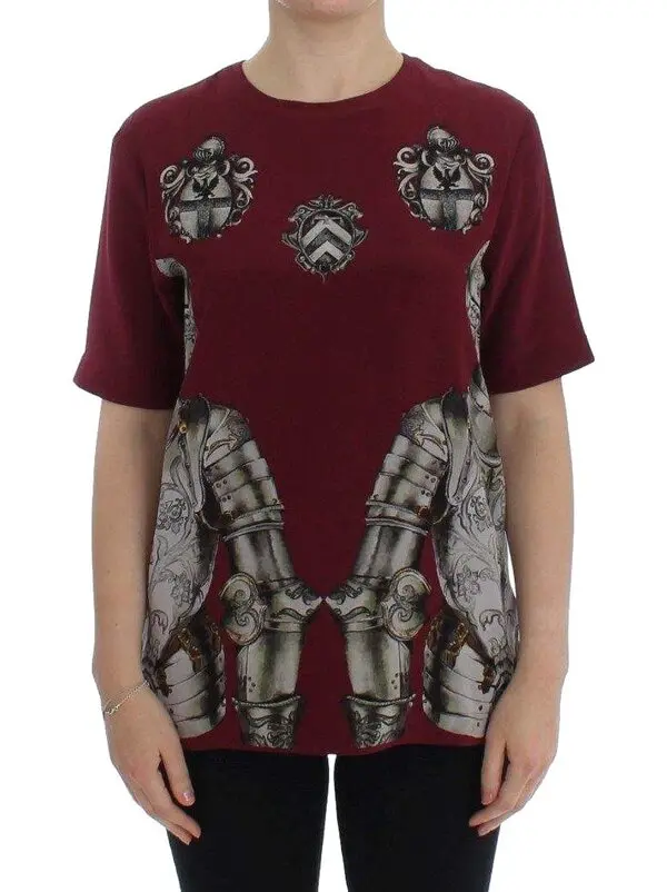 Dolce & Gabbana Knight Print Silk Blouse - Red