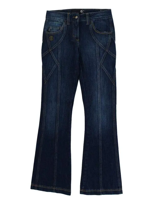 Roberto Cavalli Dark Wash Low-rise Flare Jeans - Blue