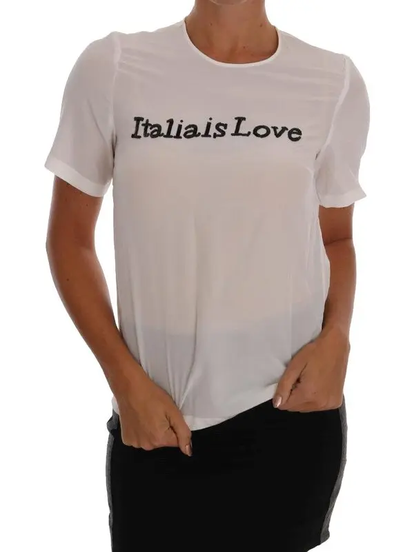 Dolce & Gabbana Silk Italia Is Love Blouse - White