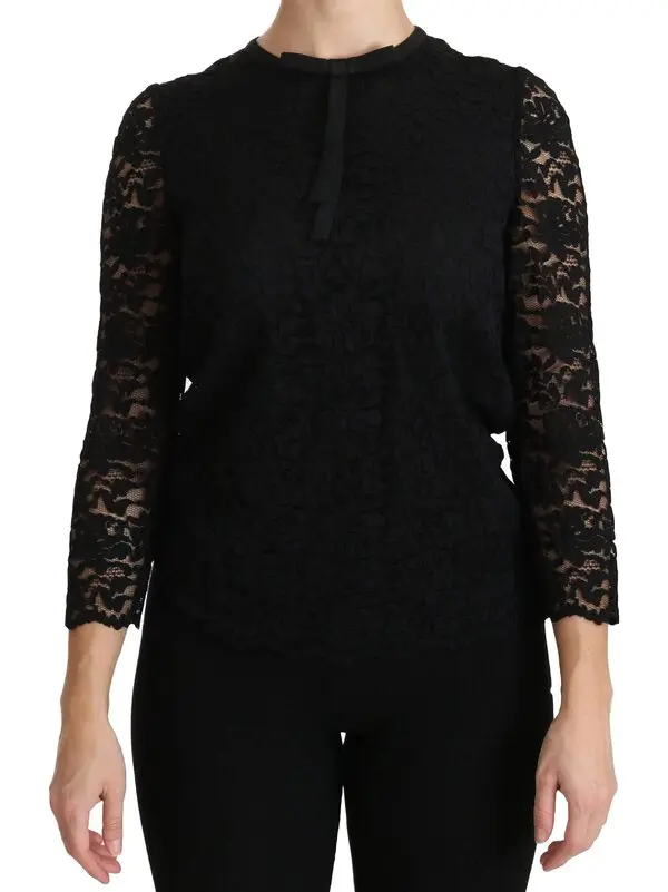 Dolce & Gabbana Lace Long Sleeve Blouse - Black
