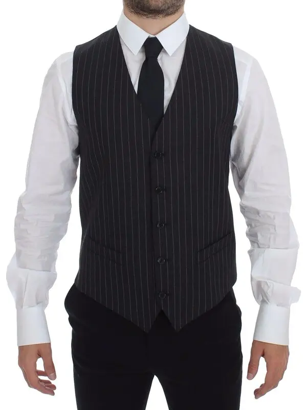 Dolce & Gabbana Striped Wool Vest - Gray