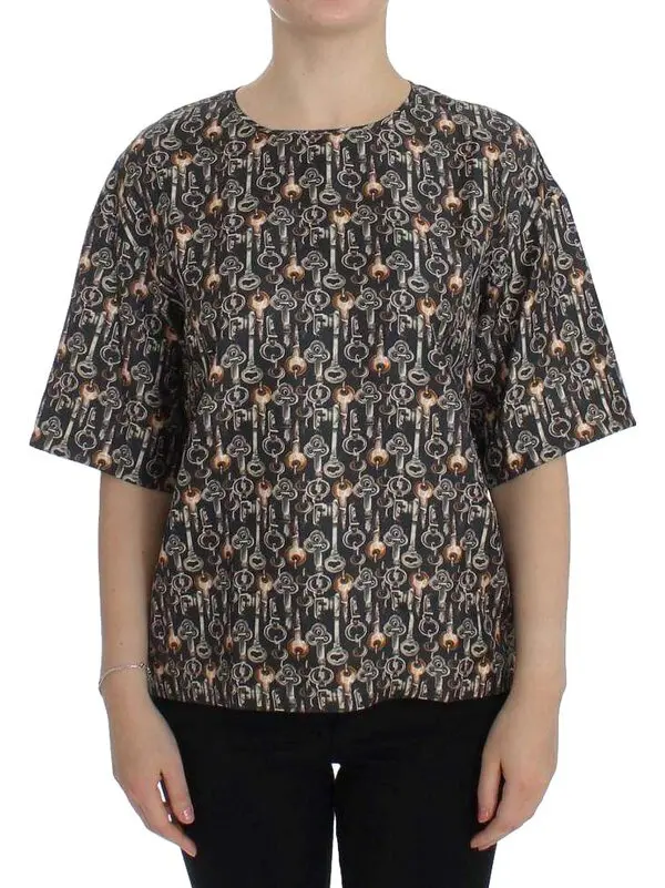 Dolce & Gabbana Printed Silk T-shirt - Gray