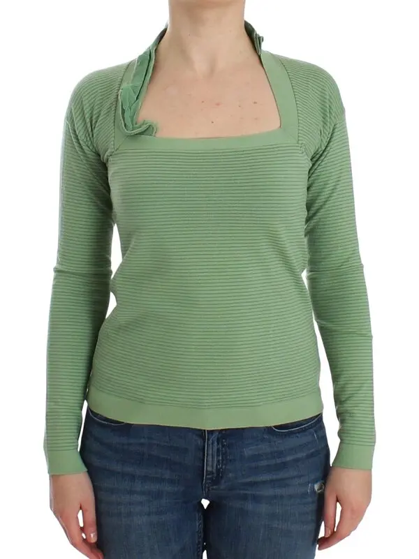 Ermanno Scervino Wool Blend Striped Long Sleeve Sweater - Green