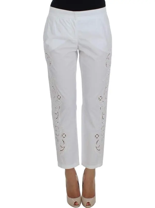 Dolce & Gabbana Floral Cutout Sicily Trousers - White