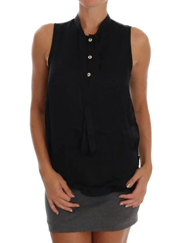 Versace Sleeveless Viscose Blouse Top - Black
