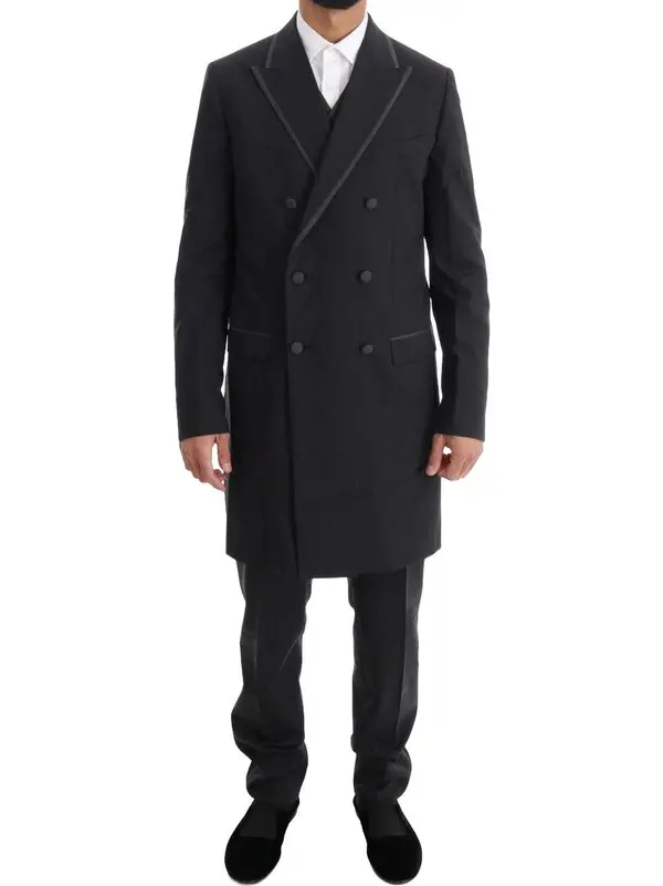 Dolce & Gabbana Wool Stretch 3 Piece Two Button Suit - Gray
