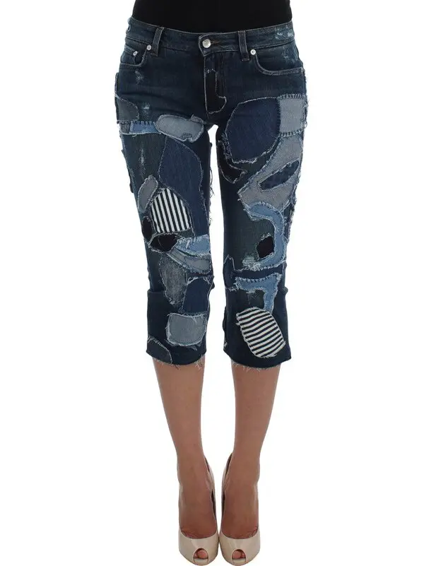 Dolce & Gabbana Patchwork 3/4 Jeans Shorts - Blue