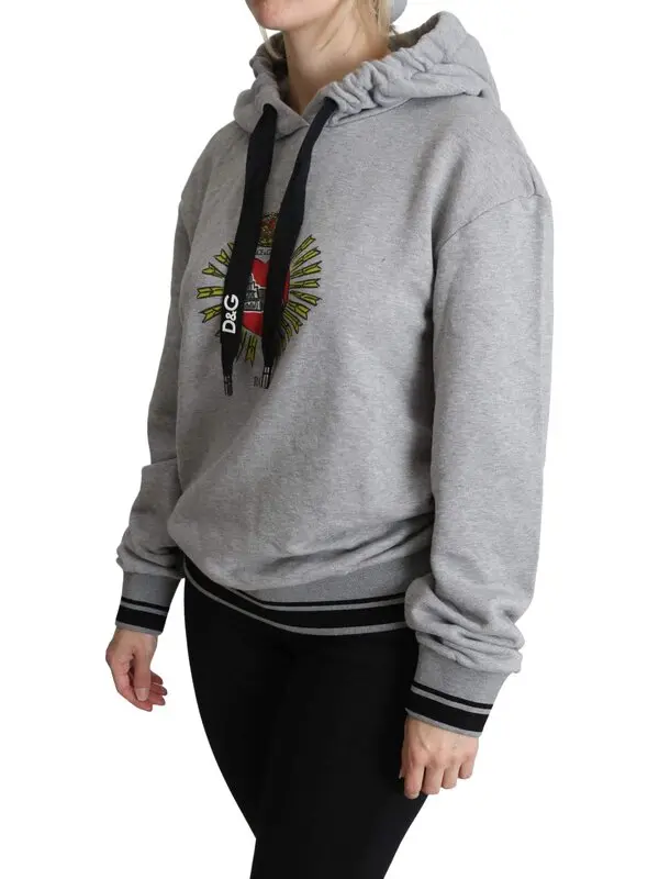 Dolce & Gabbana Printed Hooded Logo Sweater - Gray