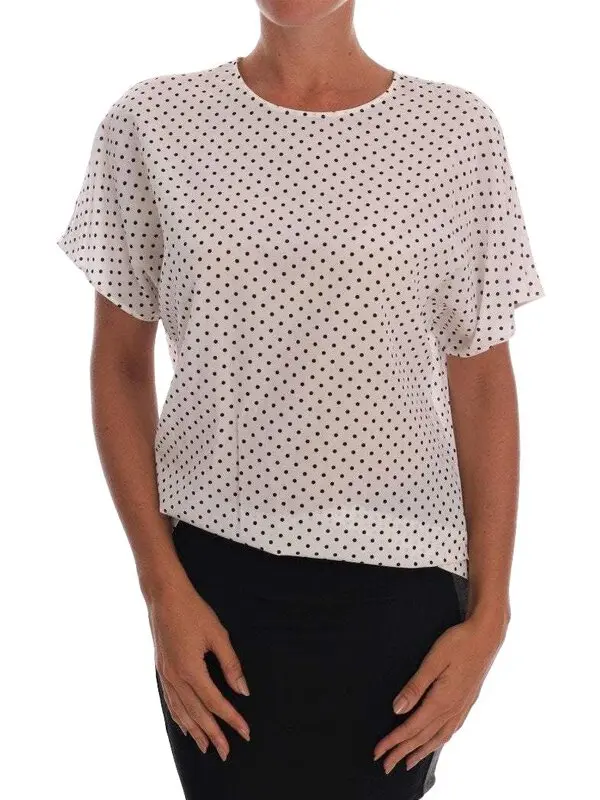 Dolce & Gabbana Polka Dotted Silk Top - White