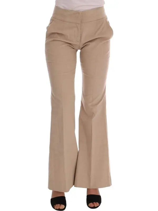 Ermanno Scervino Cotton Bootcut Pants - Beige