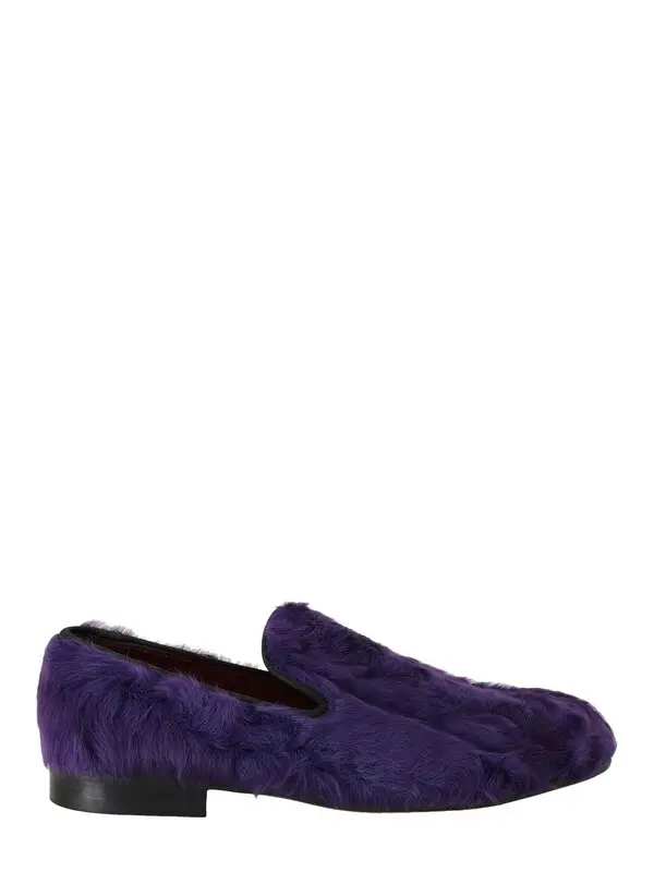 Dolce & Gabbana Sheep Fur Leather Loafers - Purple