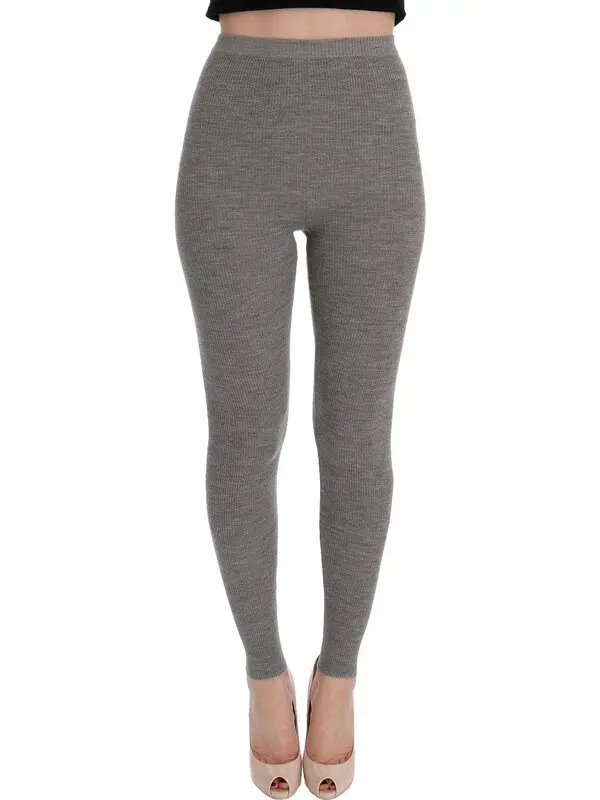 Dolce & Gabbana Cashmere Ribbed High Waist Tights - Gray