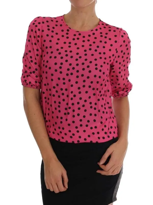 Dolce & Gabbana Polka Dotted Silk Blouse - Pink