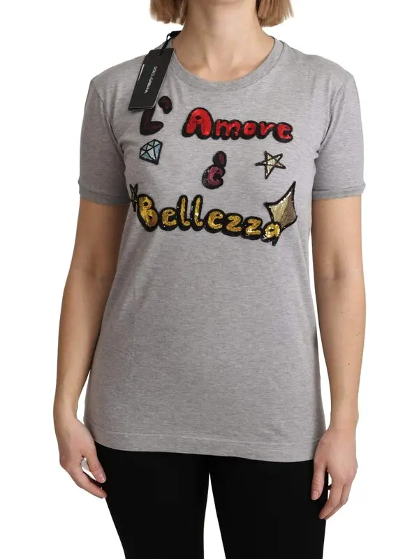 Dolce & Gabbana Cotton Amore E Bellezza T-shirt - Gray