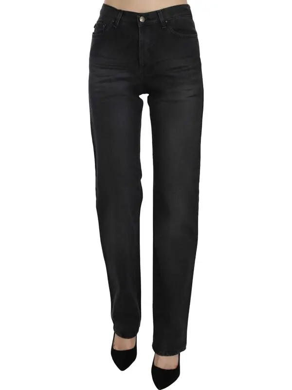Just Cavalli High Waist Straight Leg Jeans - Black
