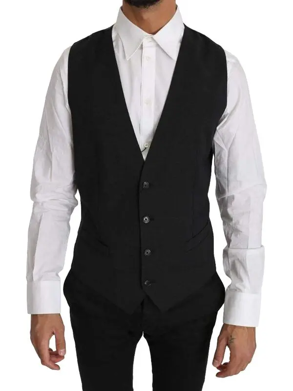 Dolce & Gabbana Waistcoat Vest 100% Wool - Gray